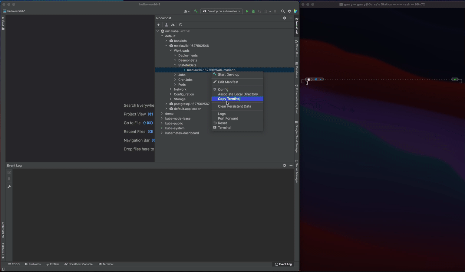 Access Terminal Nocalhost